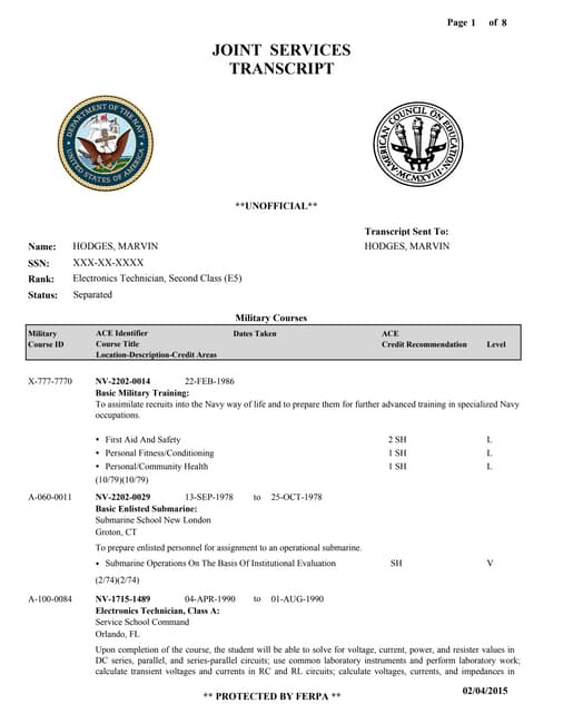 Navy SMART Transcript | PDF