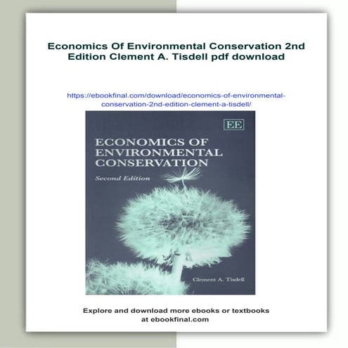 Economics Of Environmental Conservation 2nd Edition Clement A. Tisdell ...