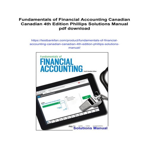 Fundamentals of Financial Accounting Canadian Canadian 4th Edition ...