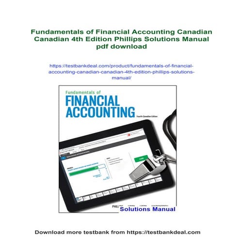 Fundamentals of Financial Accounting Canadian Canadian 4th Edition ...