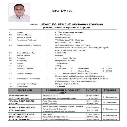 Bio Data | DOC | Logistics | Business