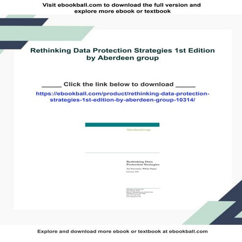 Rethinking Data Protection Strategies 1st Edition by Aberdeen group | PDF
