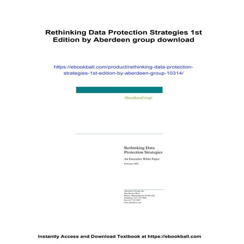 Rethinking Data Protection Strategies 1st Edition by Aberdeen group | PDF