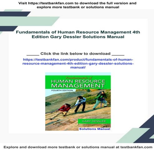 Fundamentals of Human Resource Management 4th Edition Gary Dessler Solutions Manual | PDF