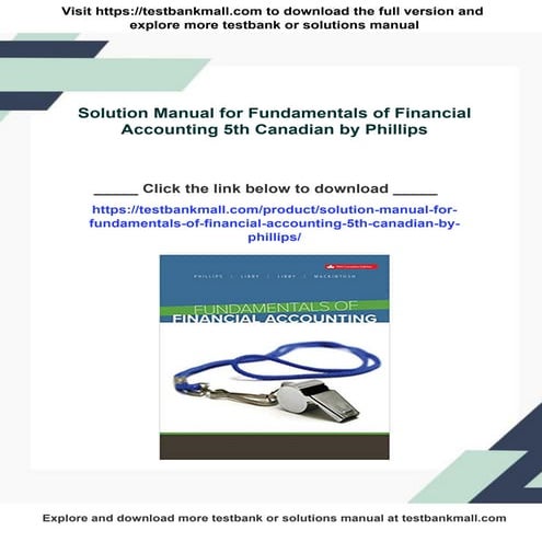 Solution Manual for Fundamentals of Financial Accounting 5th Canadian ...