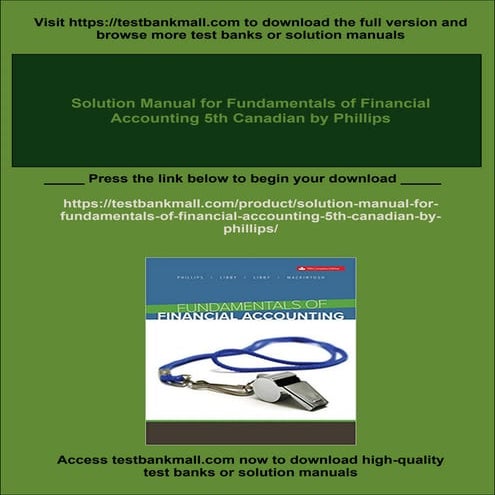Solution Manual for Fundamentals of Financial Accounting 5th Canadian ...