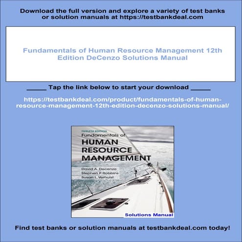 Fundamentals of Human Resource Management 12th Edition DeCenzo Solutions Manual | PDF