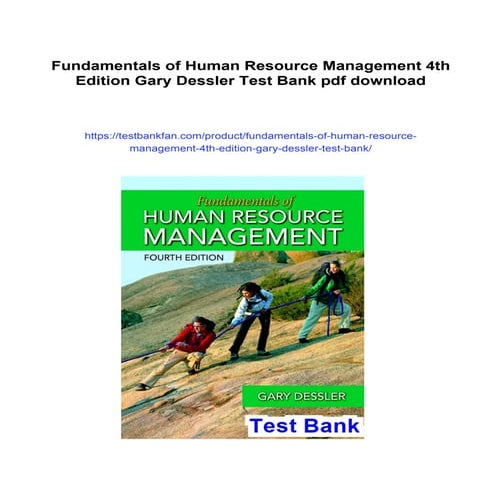 Fundamentals of Human Resource Management 4th Edition Gary Dessler Test ...