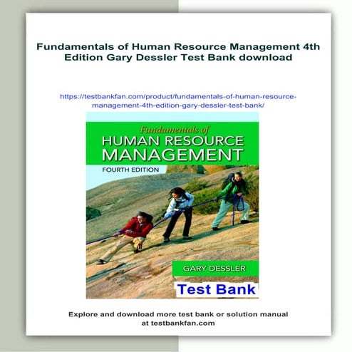 Fundamentals of Human Resource Management 4th Edition Gary Dessler Test ...