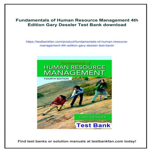 Fundamentals of Human Resource Management 4th Edition Gary Dessler Test ...