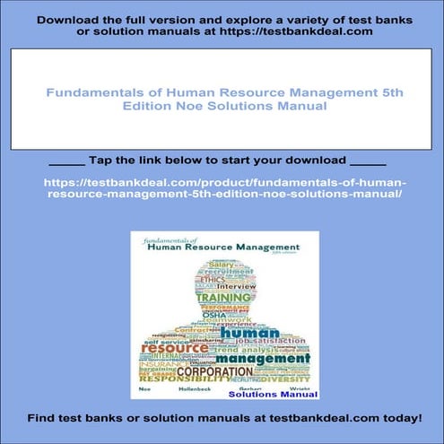 Fundamentals of Human Resource Management 5th Edition Noe Solutions Manual | PDF