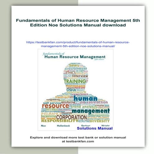 Fundamentals of Human Resource Management 5th Edition Noe Solutions Manual | PDF