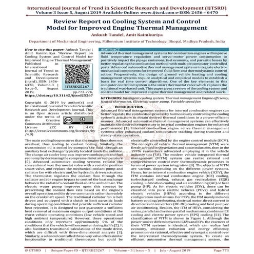 Review Report on Cooling System and Control Model for Improved Engine ...