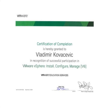 VMWare Certification Completion | PDF