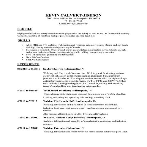 KEVIN CALVERT Official Resume 2016 | PDF