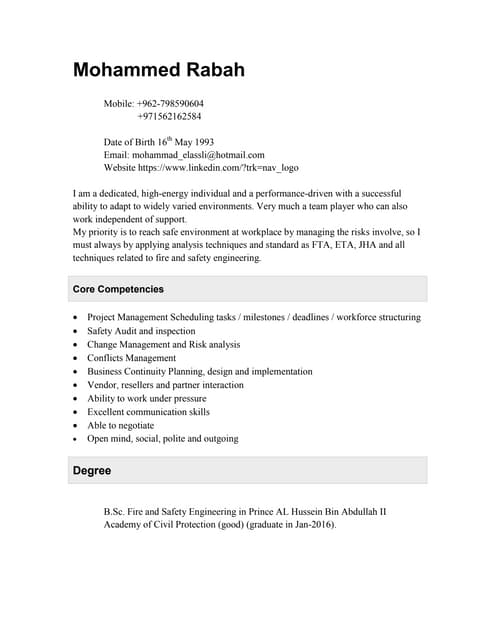 Sana CV | DOC | Civil Engineering Industry | Industries