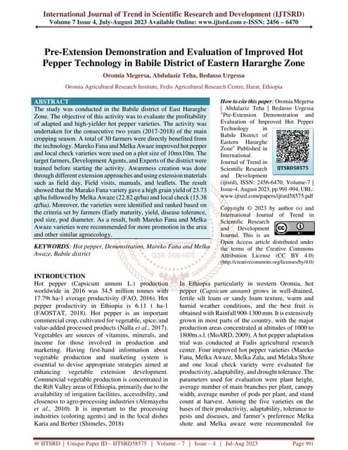 Pre extension Demonstration and Evaluation of Soybean Technologies in ...
