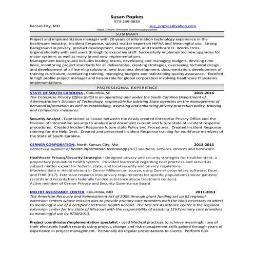 sue resume nov 2016 | DOC
