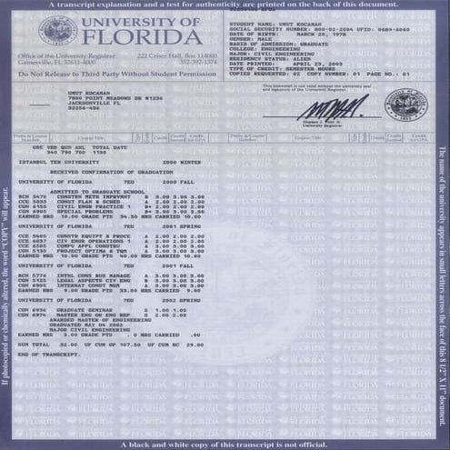Umut Turk Kocaman - UF Transcript | PDF