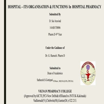Hospital pharmacy functions,organisation and responsibilities | PPTX