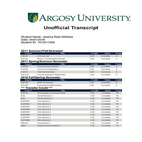 Unofficial Transcript | DOCX