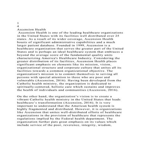 14Ascension Health Ascension Health is one of the leading .docx