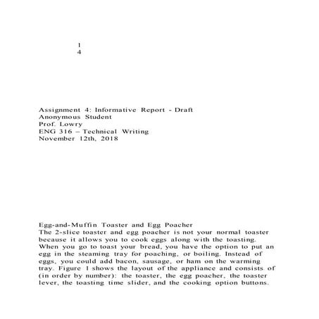 14Assignment 4 Informative Report - Draft | DOCX