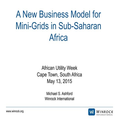 A New Business Model for Mini-Grids in Sub-Saharan Africa | PPT