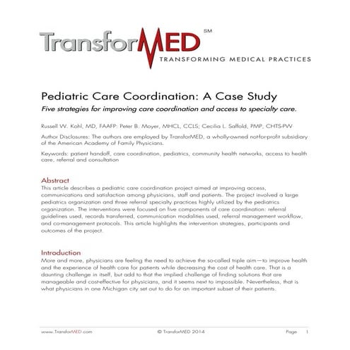 TransforMED_Pediatric_Care_Coordination_Case_Study | PDF | Healthcare ...