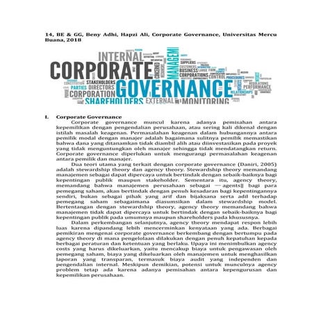 Teori dan Konsep Good Corporate Governance (GCG) | PDF