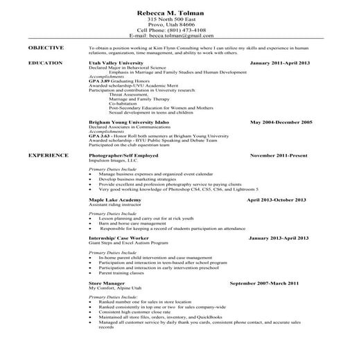 Rebecca Tolman Resume | DOC