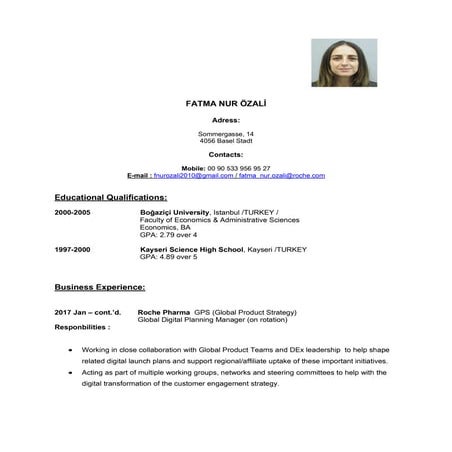 F.NUR OZALI CV 2017 | PDF | Business Administration | Business