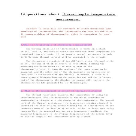 14 common questions about thermocouple temperature measurement | DOCX