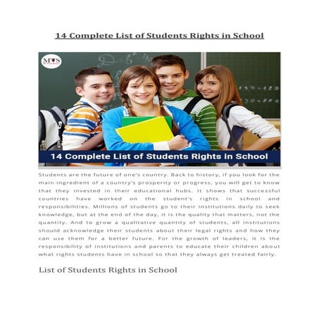 14 complete list of students rights in school | PDF