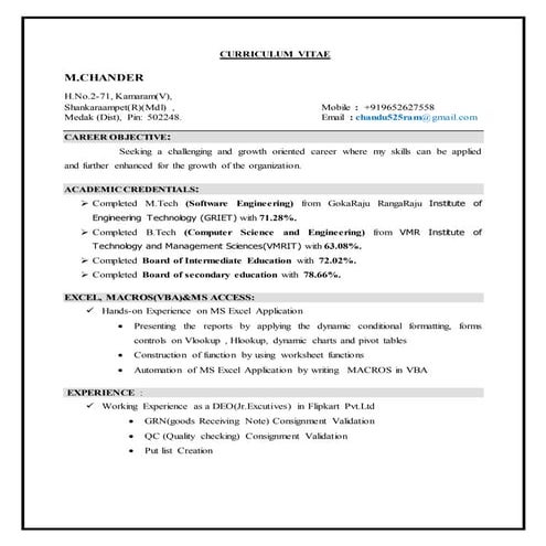 M.tech resume | DOCX