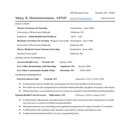 Mary's Resume August 2016 | DOCX