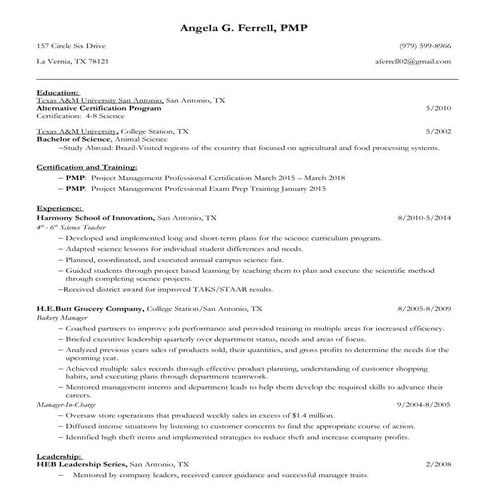 Angela Ferrell - Resume | PDF