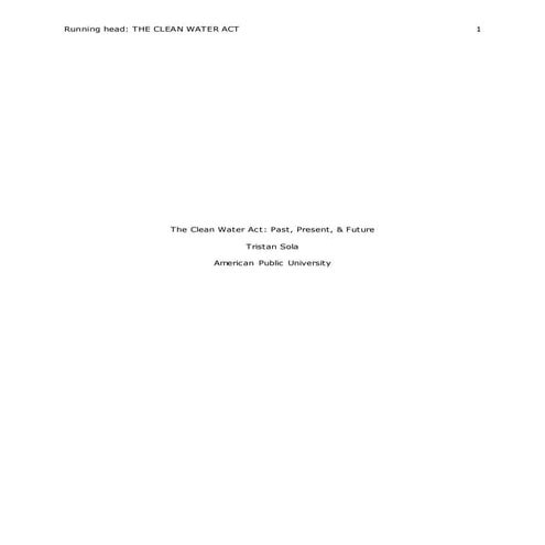 Final Paper - The Clean Water Act | DOCX | Environmental Services ...