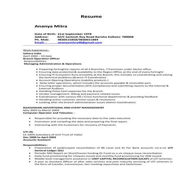 Ananya Mitra -Resume | DOC