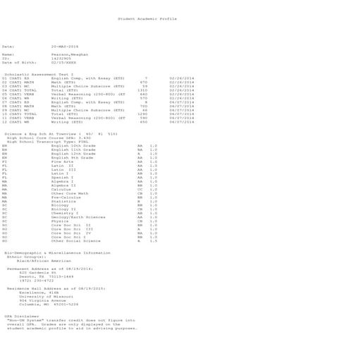 Wesleyan Transcript | PDF