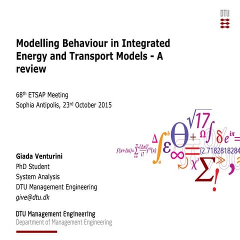Modelling Behaviour in Integrated Energy and Transport Models -A review ...