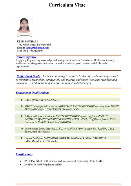 MSc fresher resume | DOC