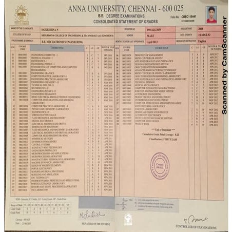 Saikrishna_Nandagopal_Transcript_UG | PDF