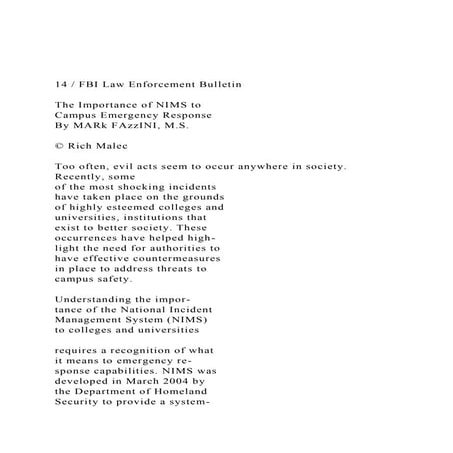 14 FBI Law Enforcement BulletinThe Importance of NIMS to.docx