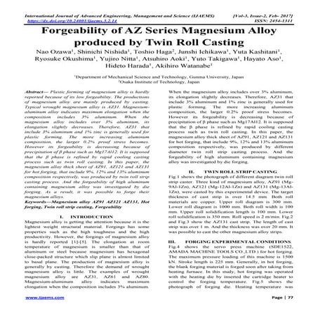 forgeability of az series magnesium alloy produced by twin roll casting ...