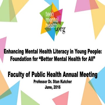 Enhancing Mental Health Literacy in Young People | PPTX