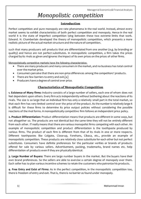Monopolistic Market Structure | PPT