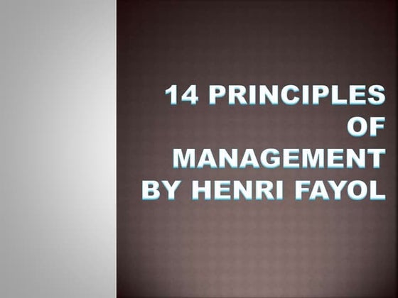 14 principles of management | PPT