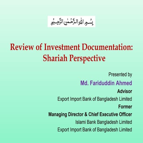 Review of investment documentation shariah perspective | PPT