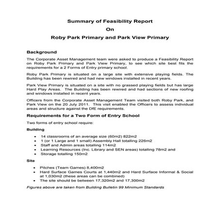 14 summary of feasibility report roby park park view 11 12-13 | PDF